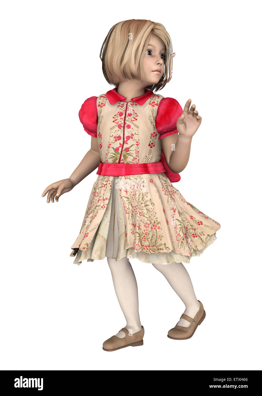 3D digital render of a little girl isolated on white background Stock ...