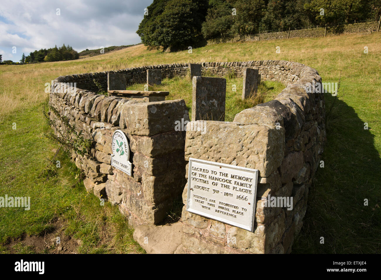 UK, England, Derbyshire, Eyam, The Riley Graves, Hancock family plague ...