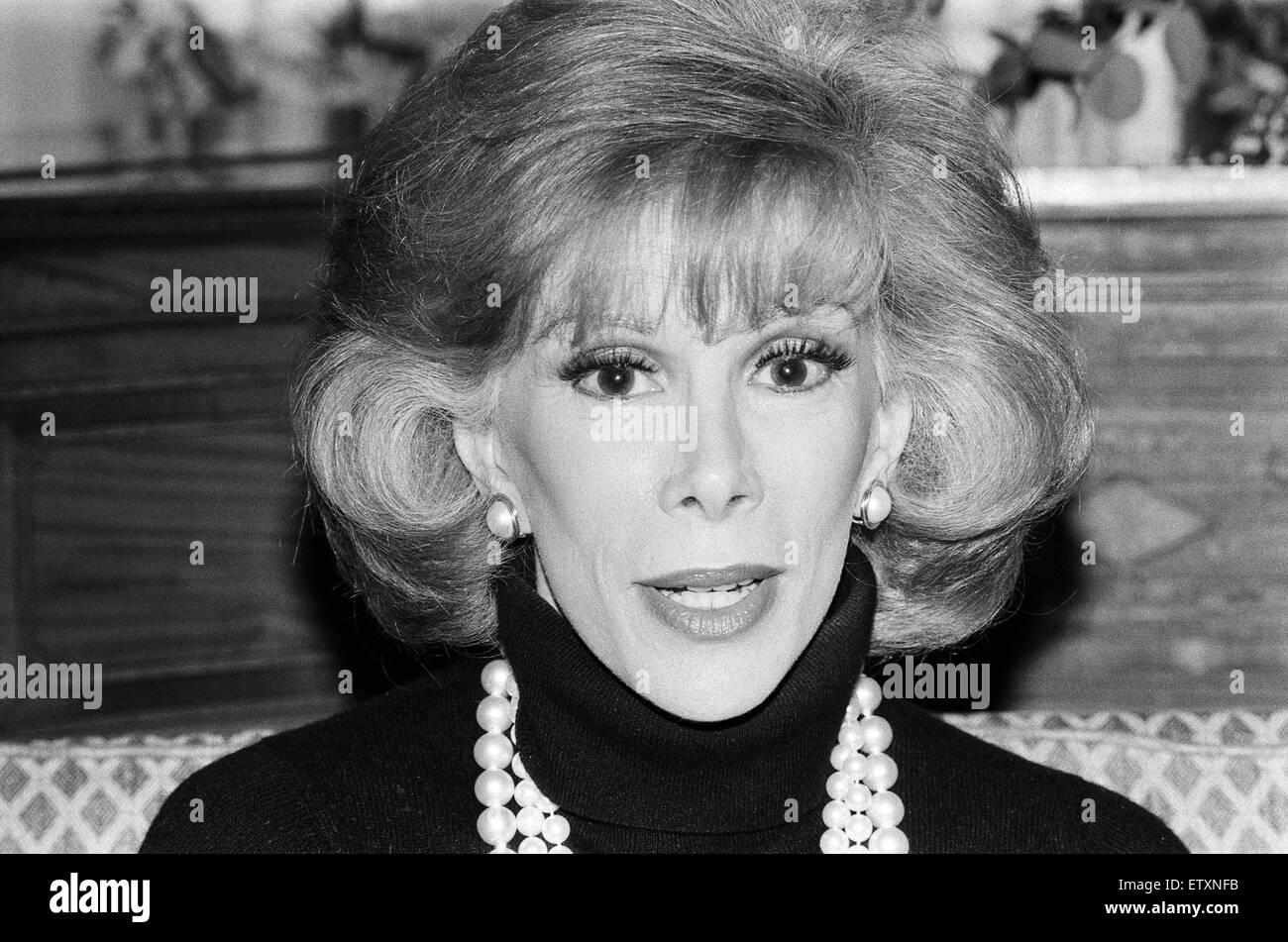 American Comedian Joan Rivers in a London hotel, 1st March 1984 Stock ...