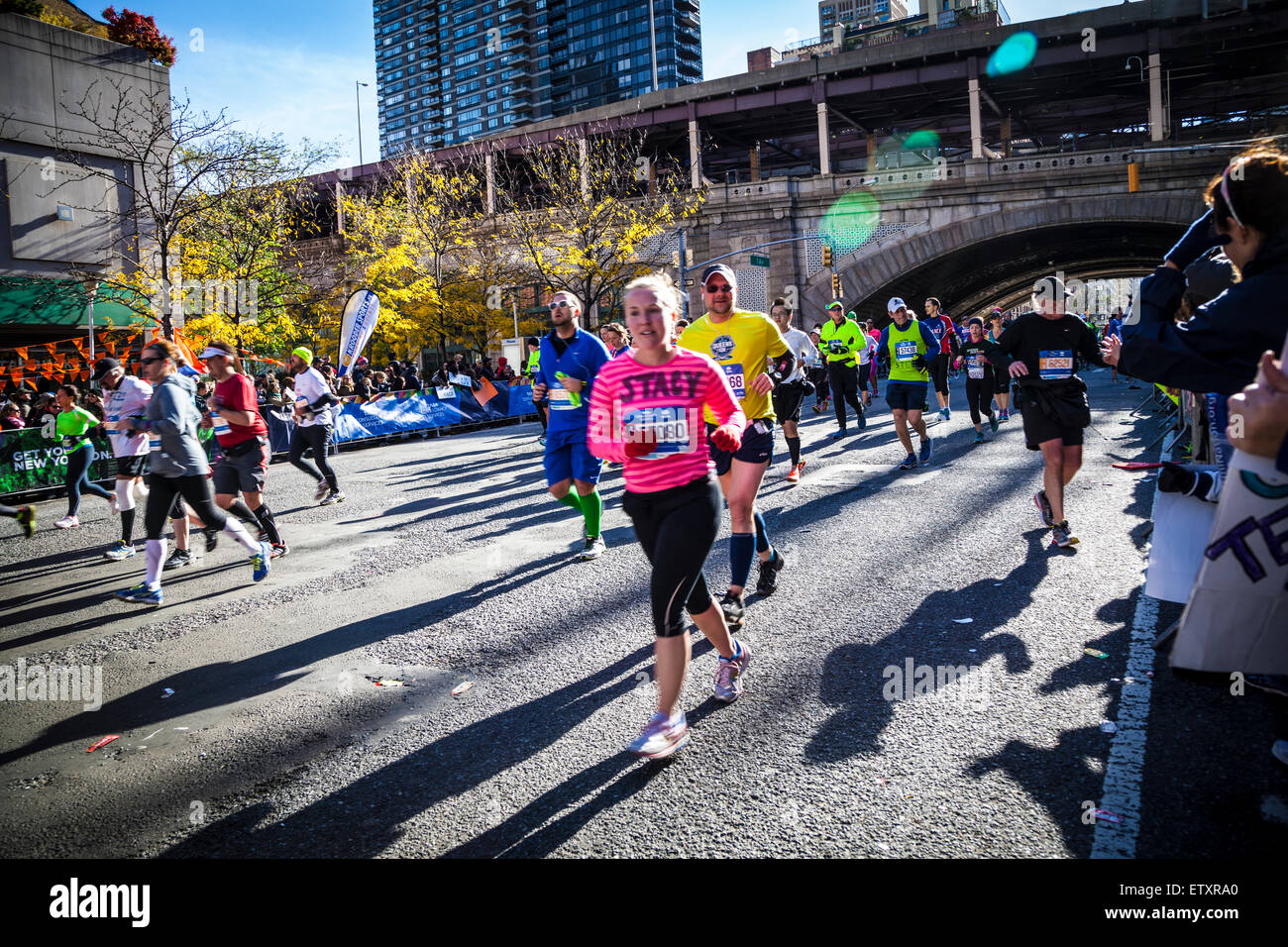 marathon runners at New York International Marathon 2014 Stock Photo ...