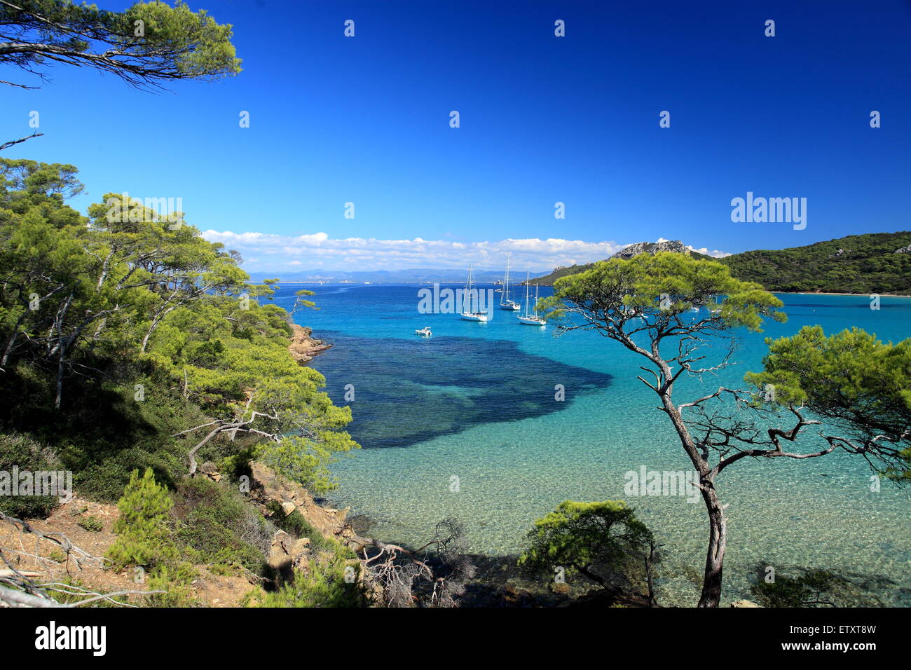 The Notre Dame beach in the Porquerolles islands on the French Riviera ...
