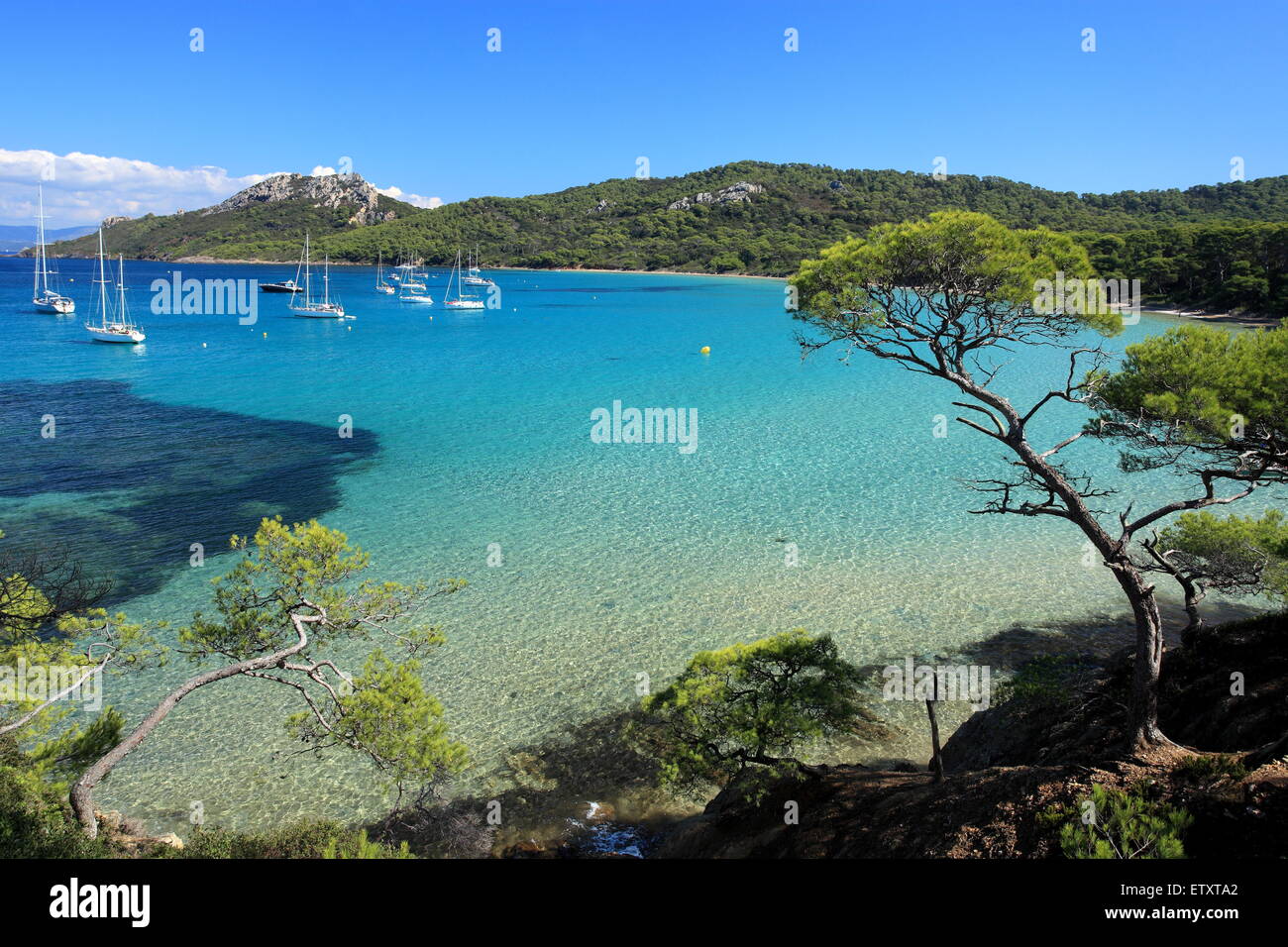 The Notre Dame beach in the Porquerolles islands on the French Riviera ...