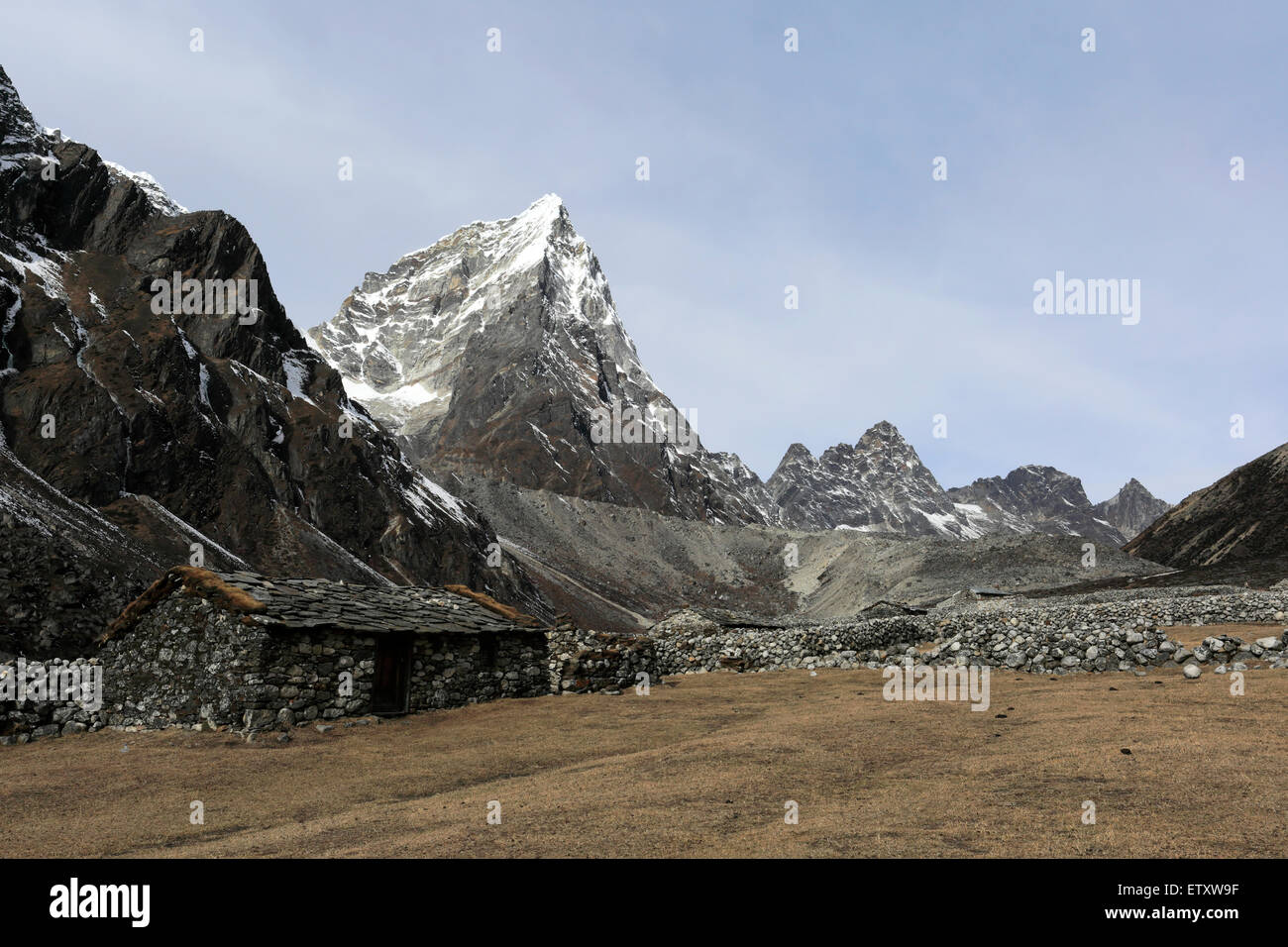 The ruins of the old Pheriche village; Pass of Pheriche, Everest base ...