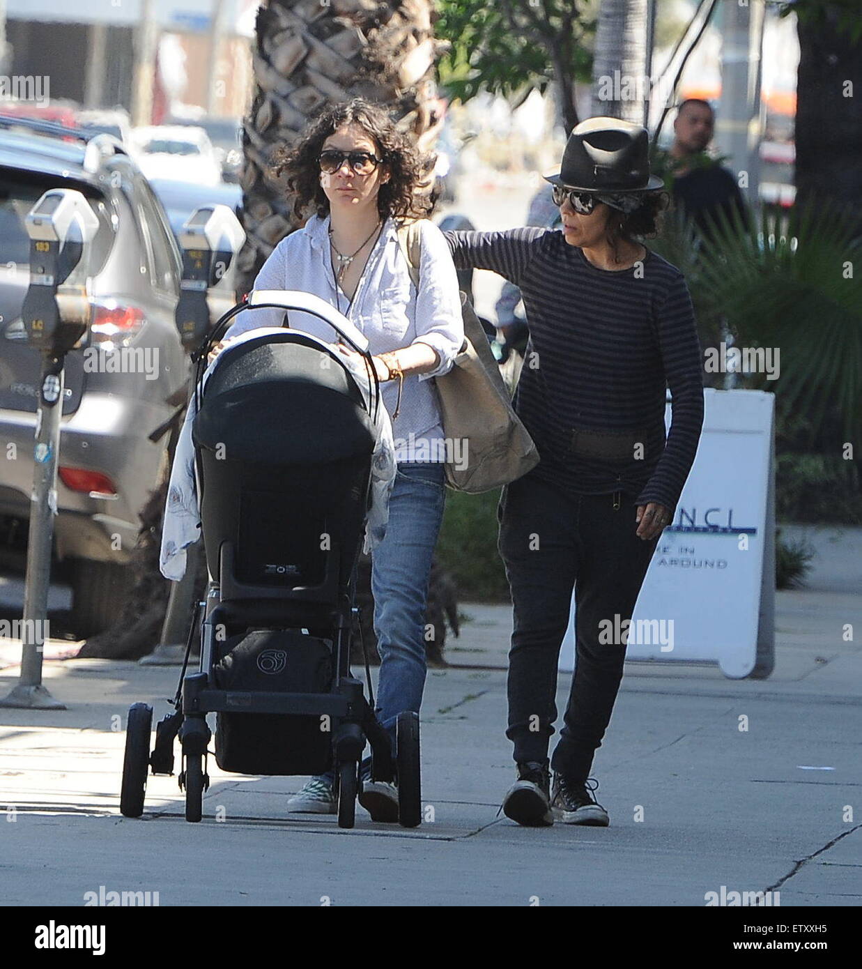 Sara Gilbert and Linda Perry out and about with their newborn baby in ...