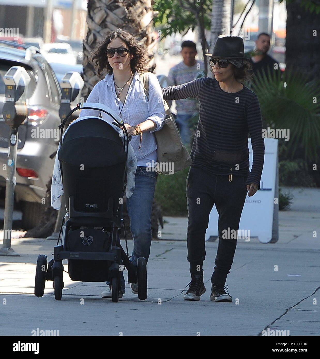 Sara Gilbert and Linda Perry out and about with their newborn baby in ...