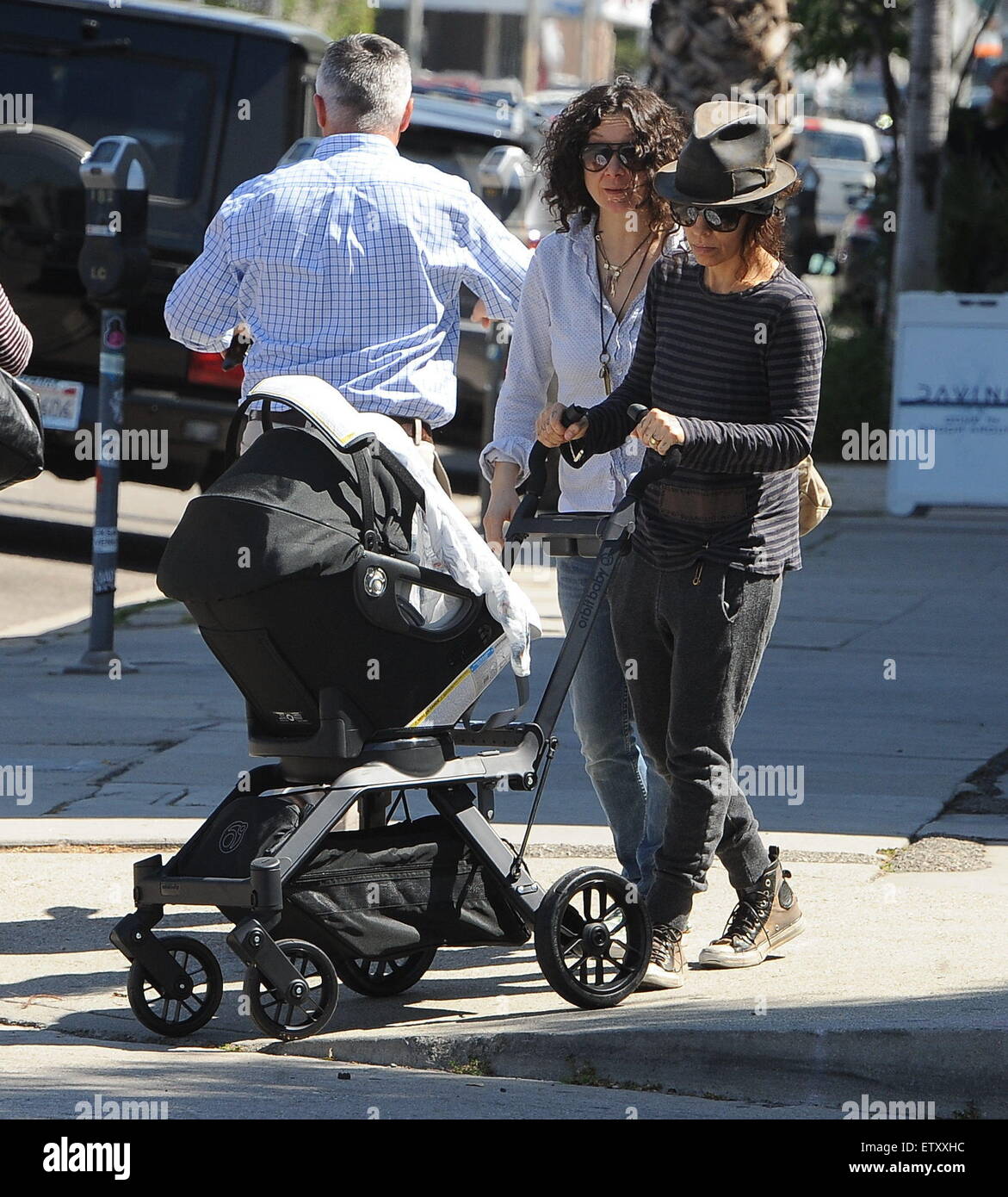Sara Gilbert and Linda Perry out and about with their newborn baby in ...