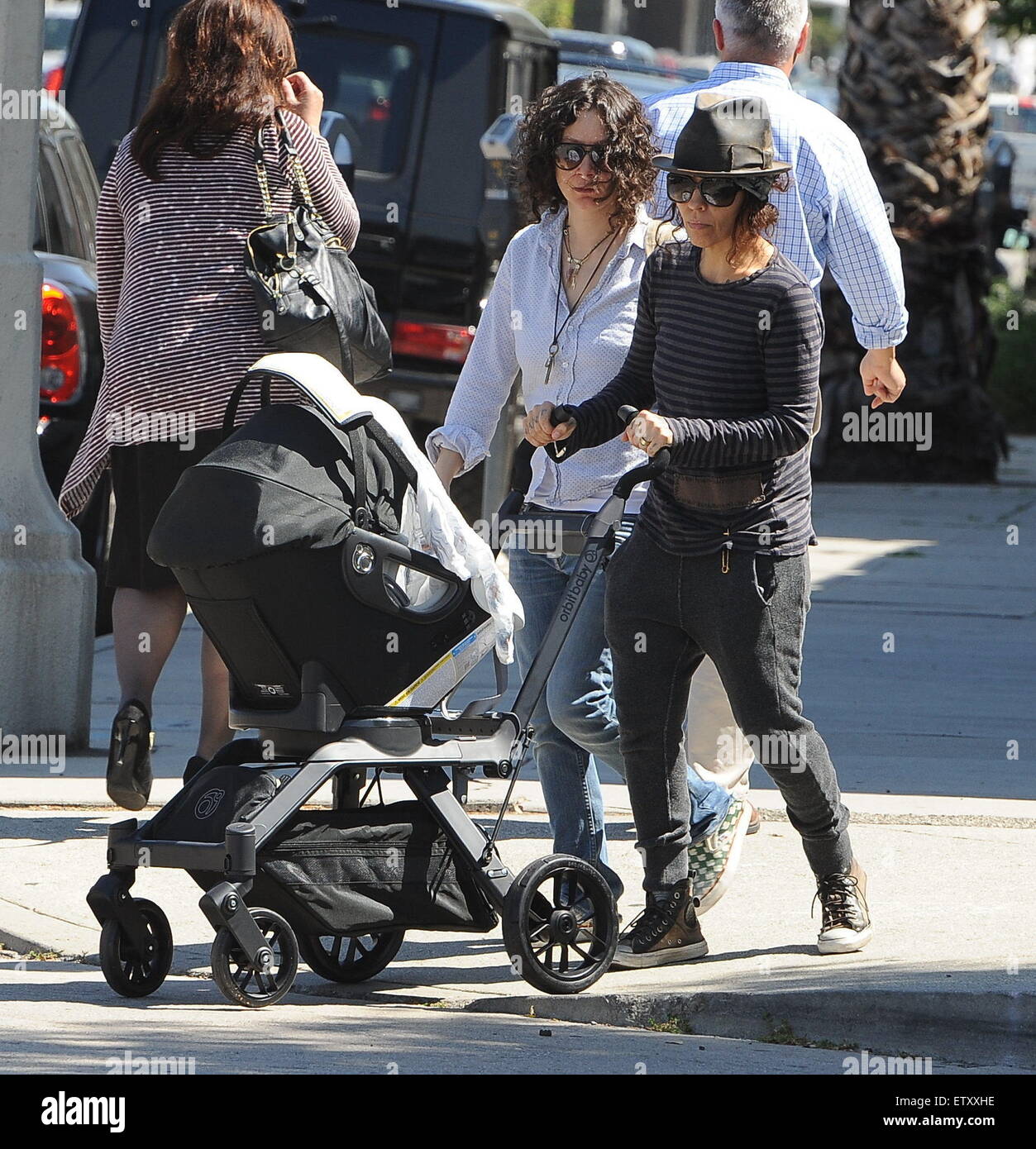 Sara Gilbert and Linda Perry out and about with their newborn baby in ...