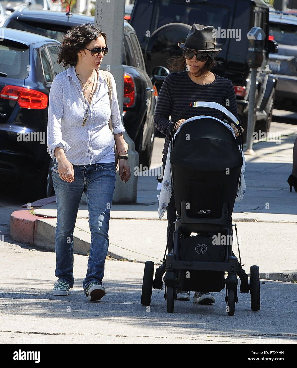 Sara Gilbert and Linda Perry out and about with their newborn baby in ...