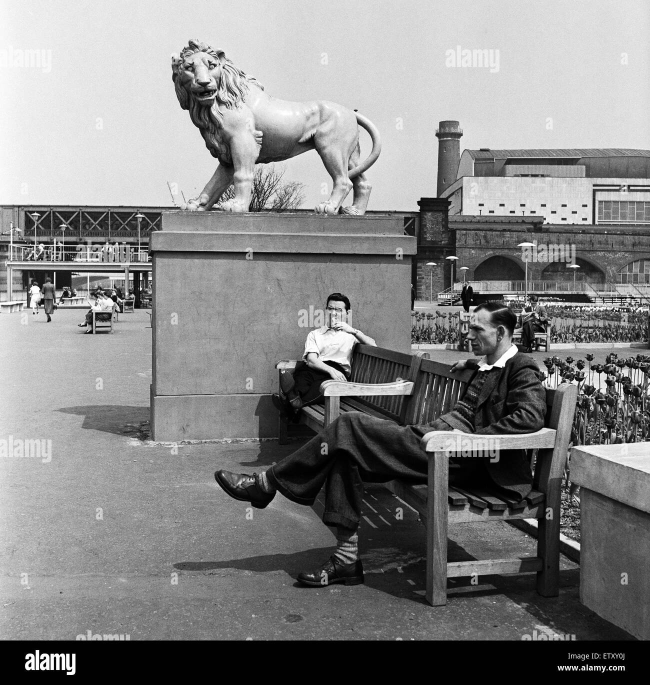 People taking their lunch break at Festival Southbank Gardens, London ...