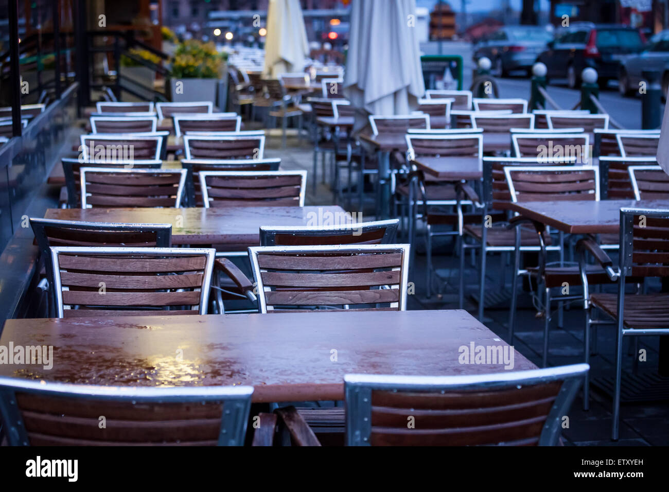 Empty bar terrace at night Stock Photo - Alamy