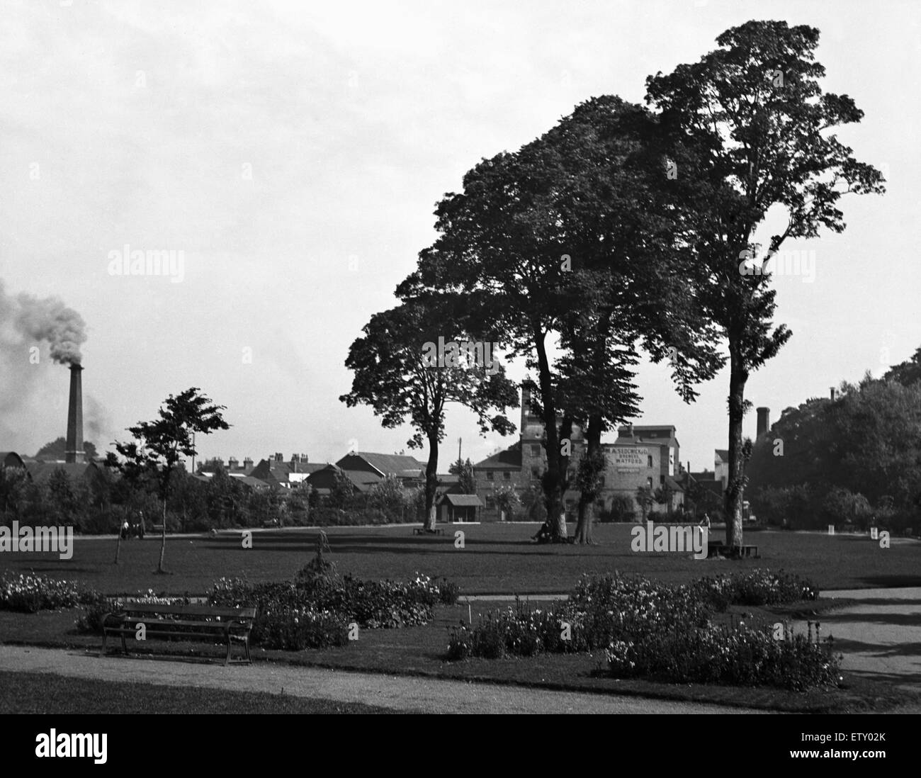 Fassnidge park, M A Sedgewick Brewery in background. Circa 1930 Stock ...