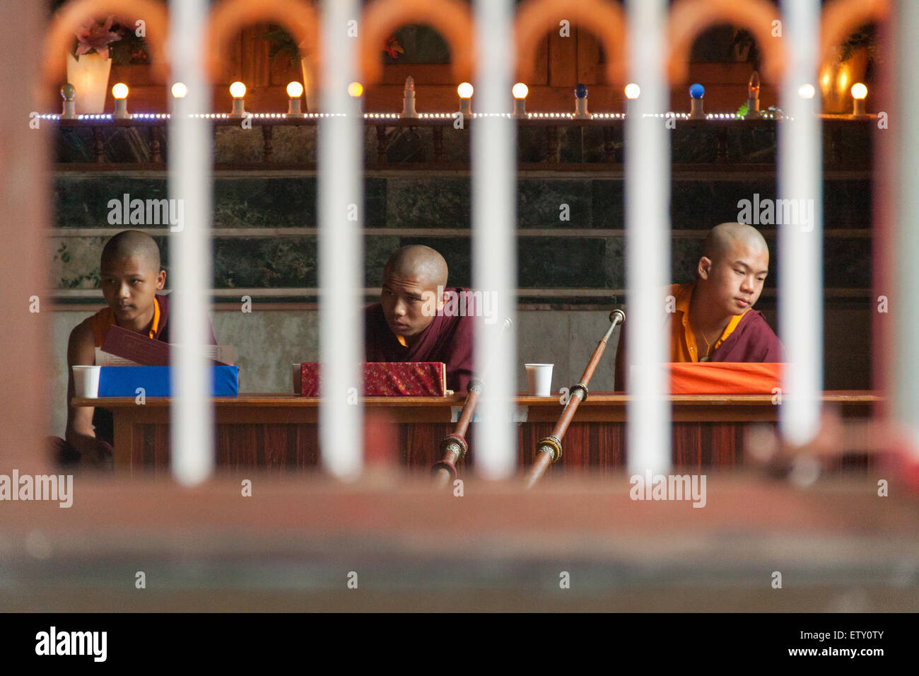 Young Buddhist Monks inside the Temple Stock Photo - Alamy