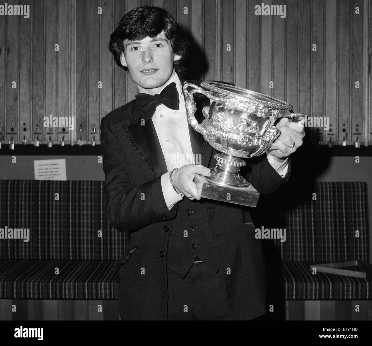 Snooker player Jimmy White pictured receiving a trophy from Cliff ...
