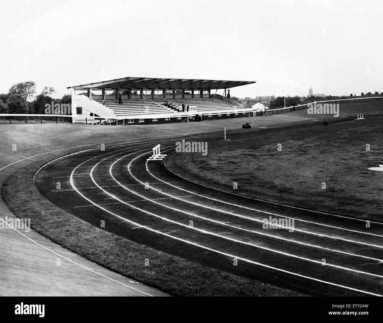 Running track at Clairville Stadium. 25th July 1963 Stock Photo - Alamy