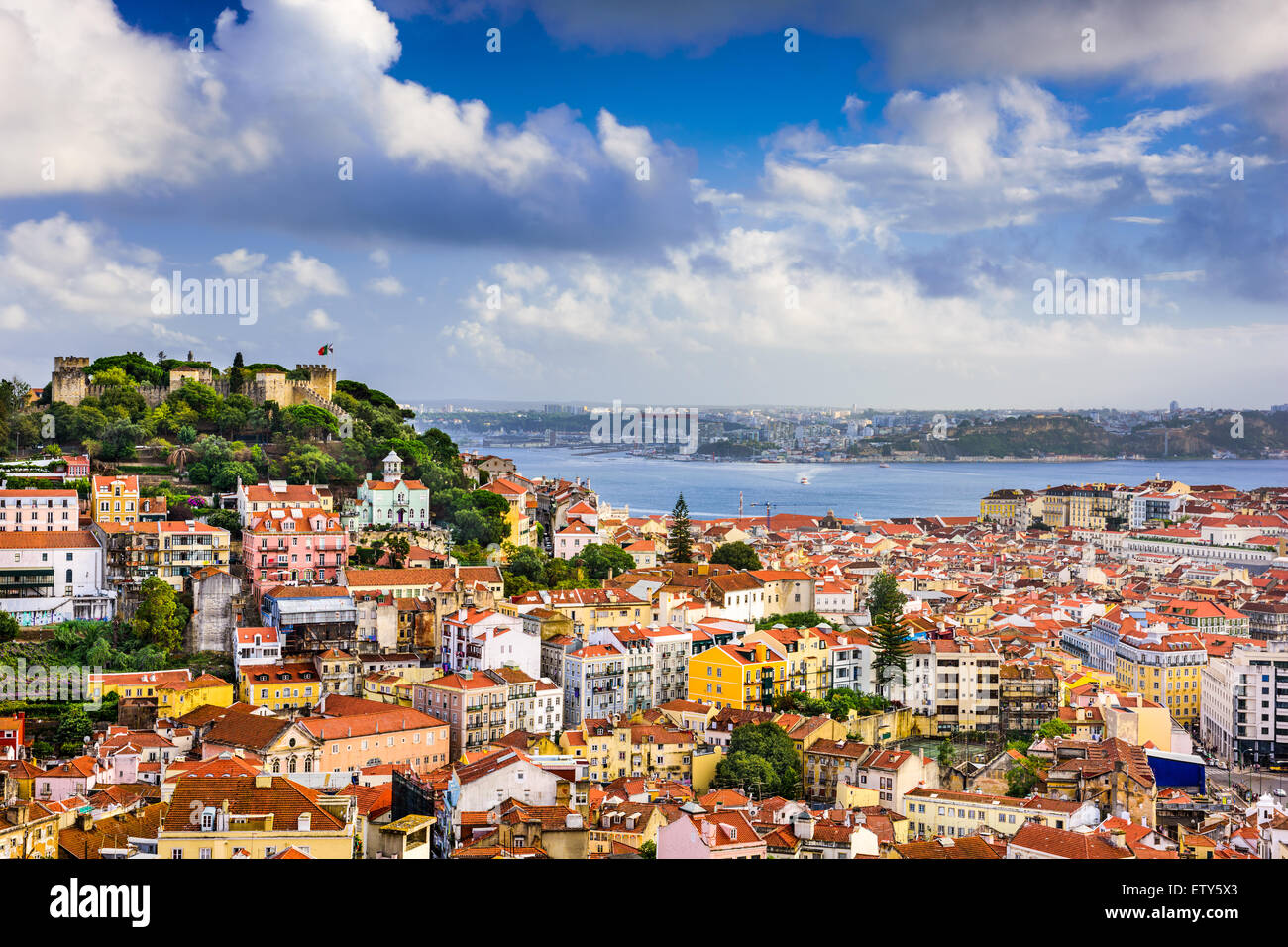 Lisbon, Portugal skyline at Sao Jorge Castle Stock Photo - Alamy