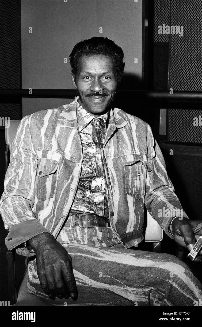 Chuck Berry, an American guitarist, singer and songwriter, and one of ...