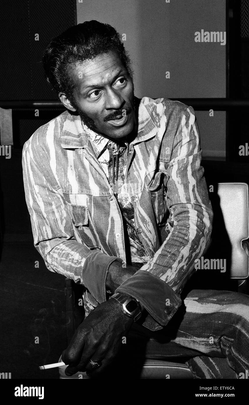 Chuck Berry, an American guitarist, singer and songwriter, and one of ...
