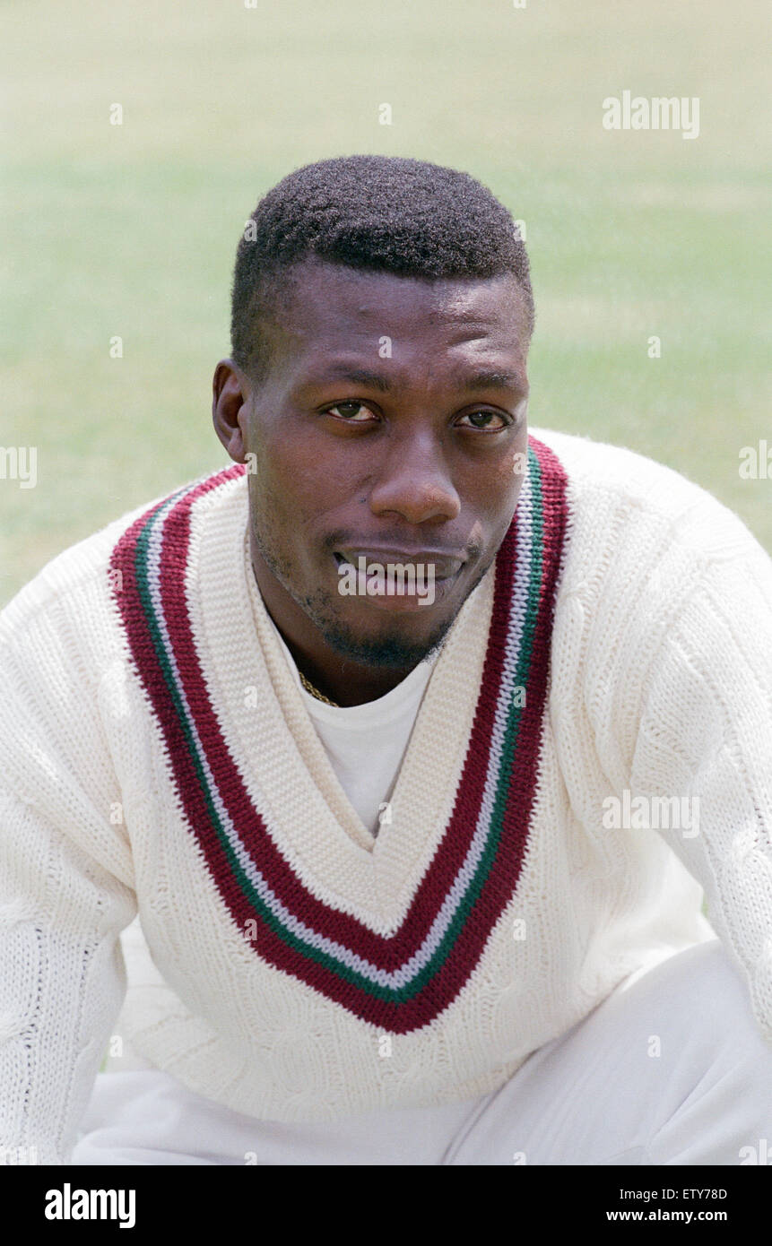 Portrait of West Indian bowler Curtly Ambrose. 10th May 1991 Stock ...