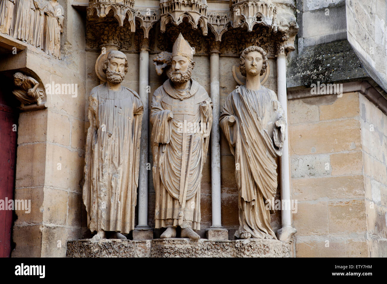 Notre-Dame cathedral Rheims front facade church detail. Champagne ...