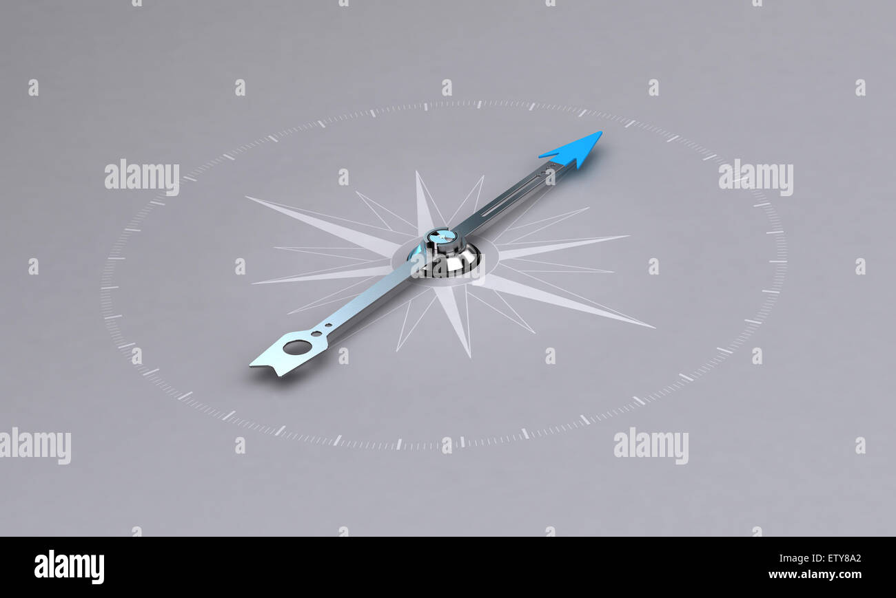 Perspective illustration of a compass over light grey background ...