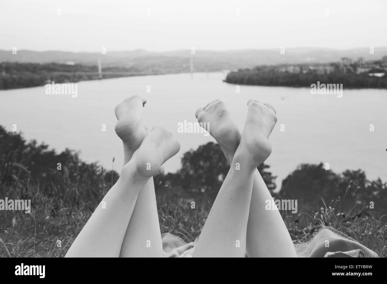 Legs up in air crossed hi-res stock photography and images - Alamy