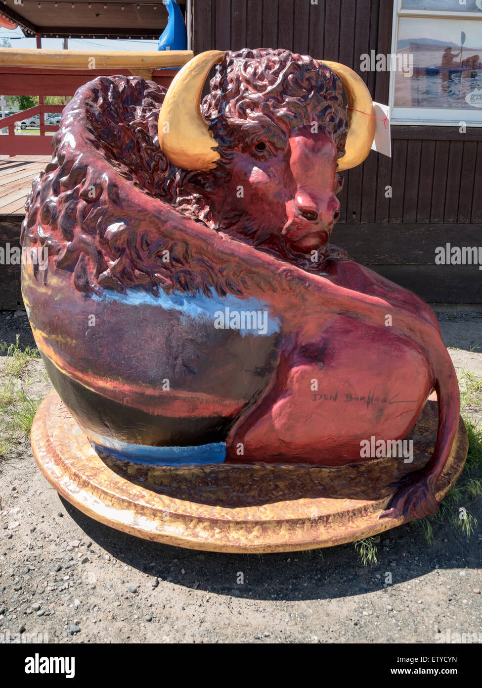 Red Buffalo Sculpture ,Cody, Wyoming, United States, North America, USA ...