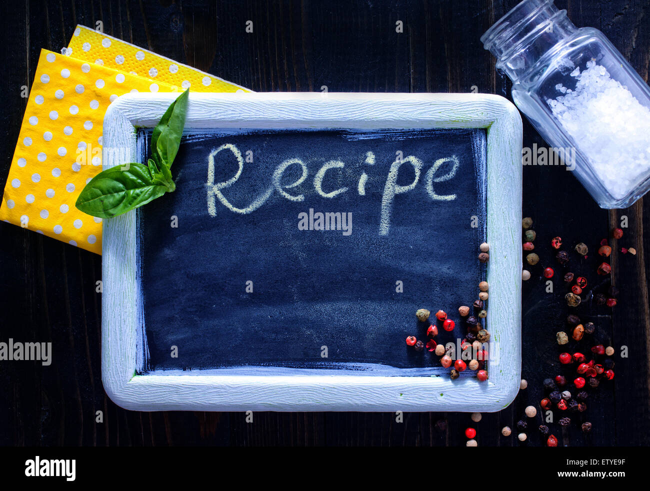 board for recipe on the kitchen table Stock Photo - Alamy