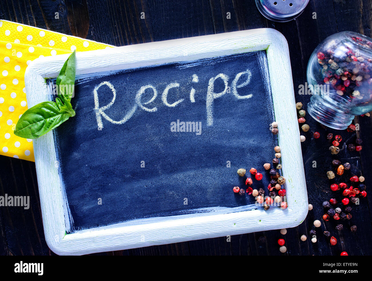 board for recipe on the kitchen table Stock Photo - Alamy