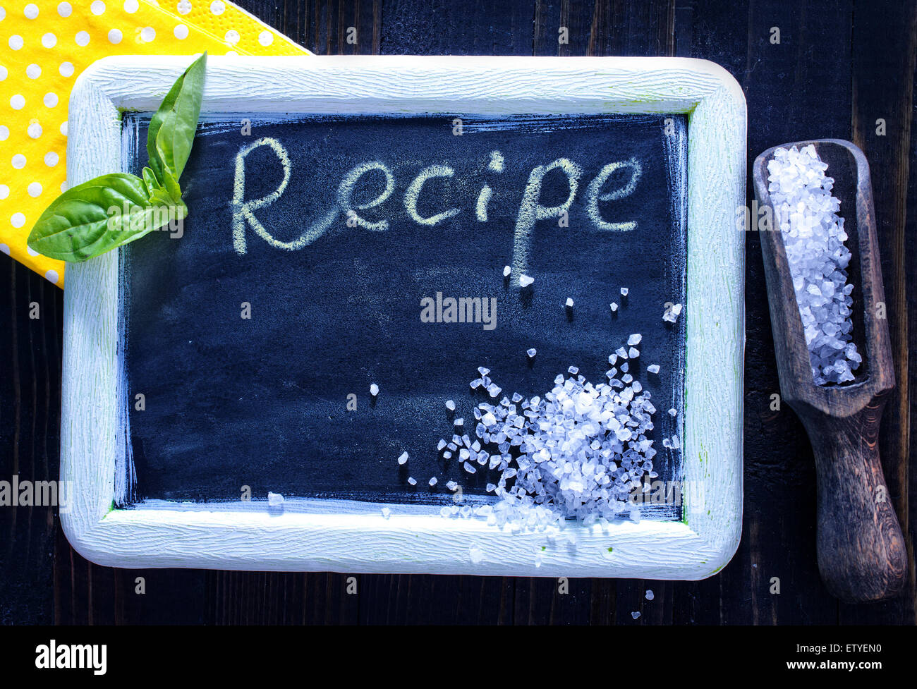 board for recipe on the kitchen table Stock Photo - Alamy