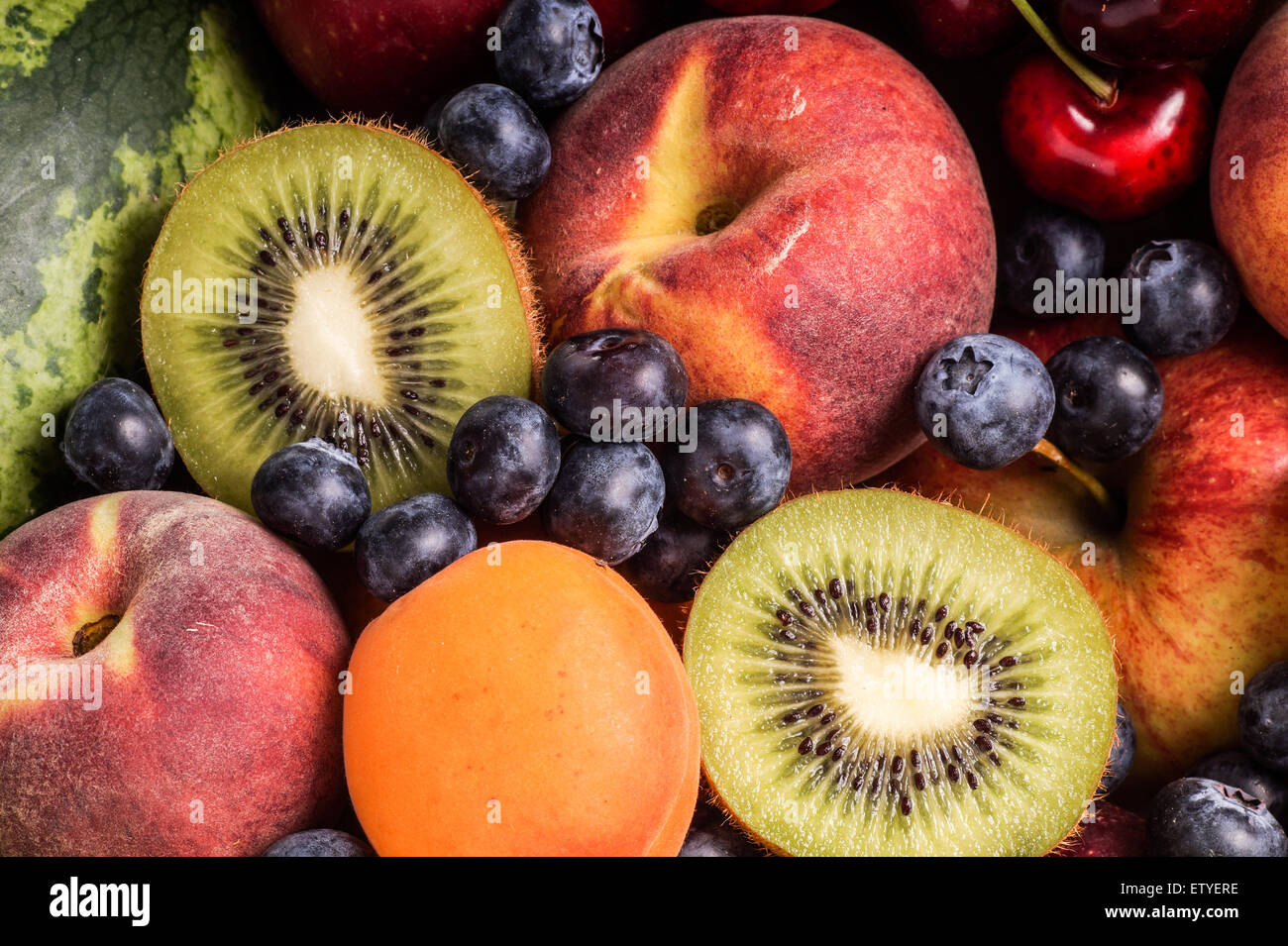 Fruit Collections. Full Frame close up of fresh organic fruit Stock ...