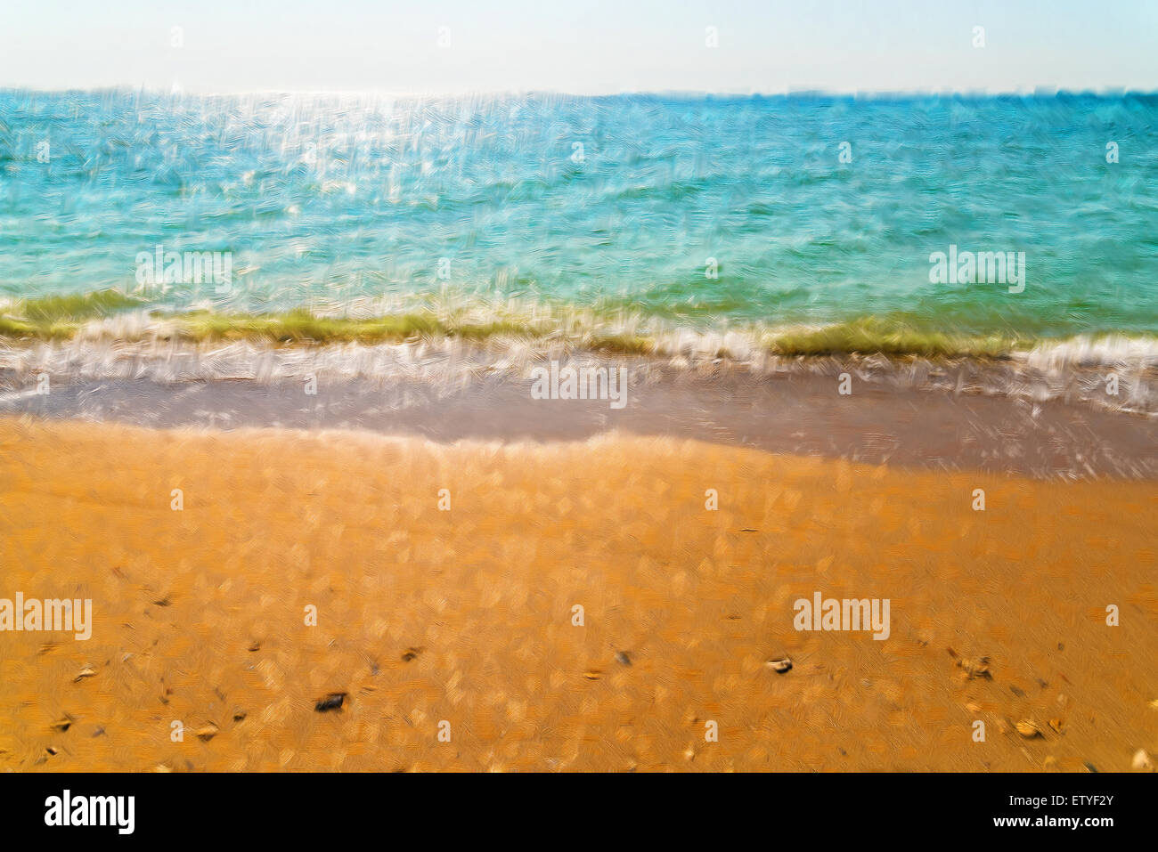 Retro Filter Of Sea And Tropical Beach In Summer Landscape Stock Photo ...