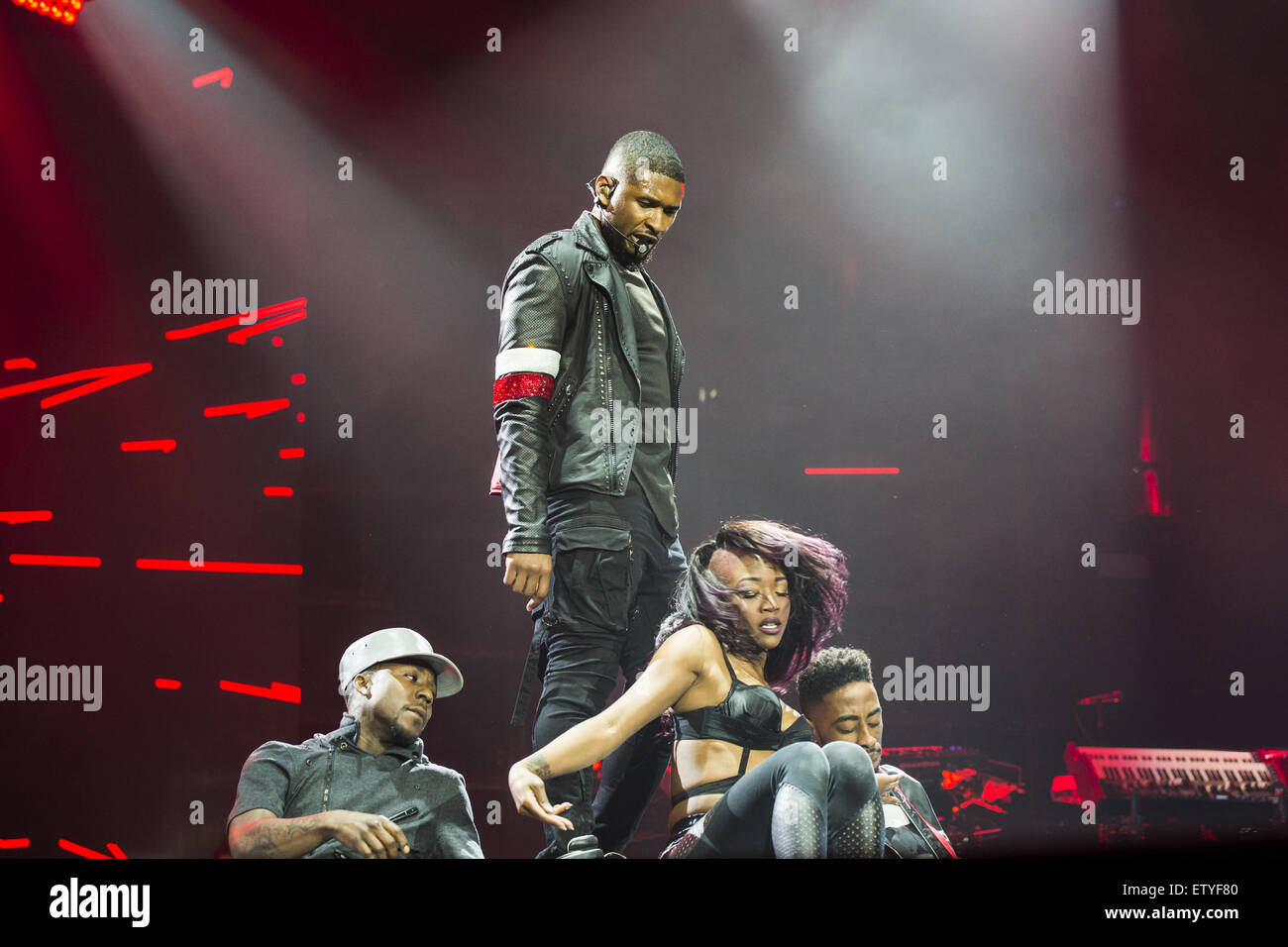 Usher performing live on stage his 'The UR Experience' tour at The O2 ...