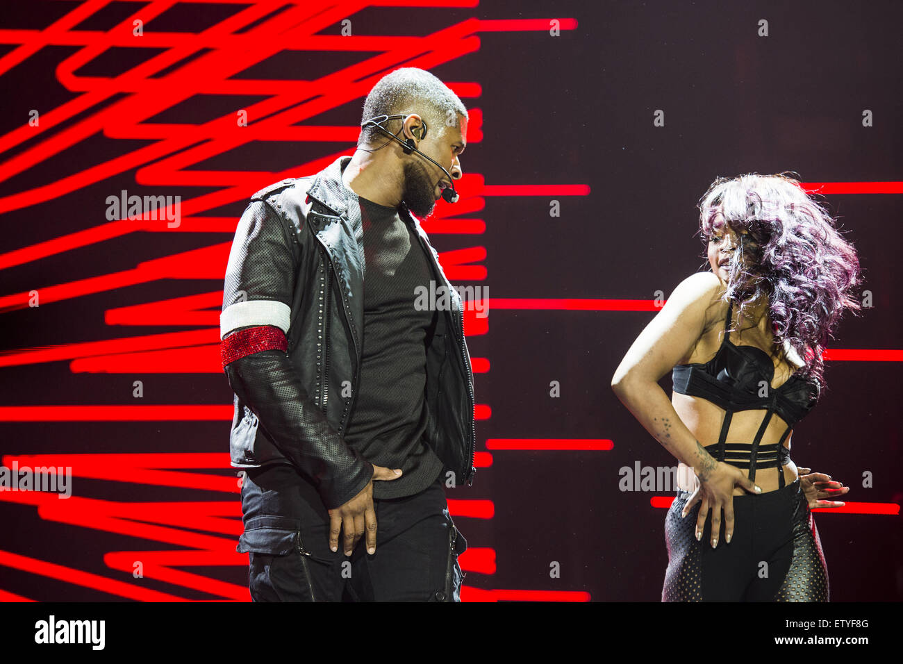 Usher performing live on stage his 'The UR Experience' tour at The O2 ...