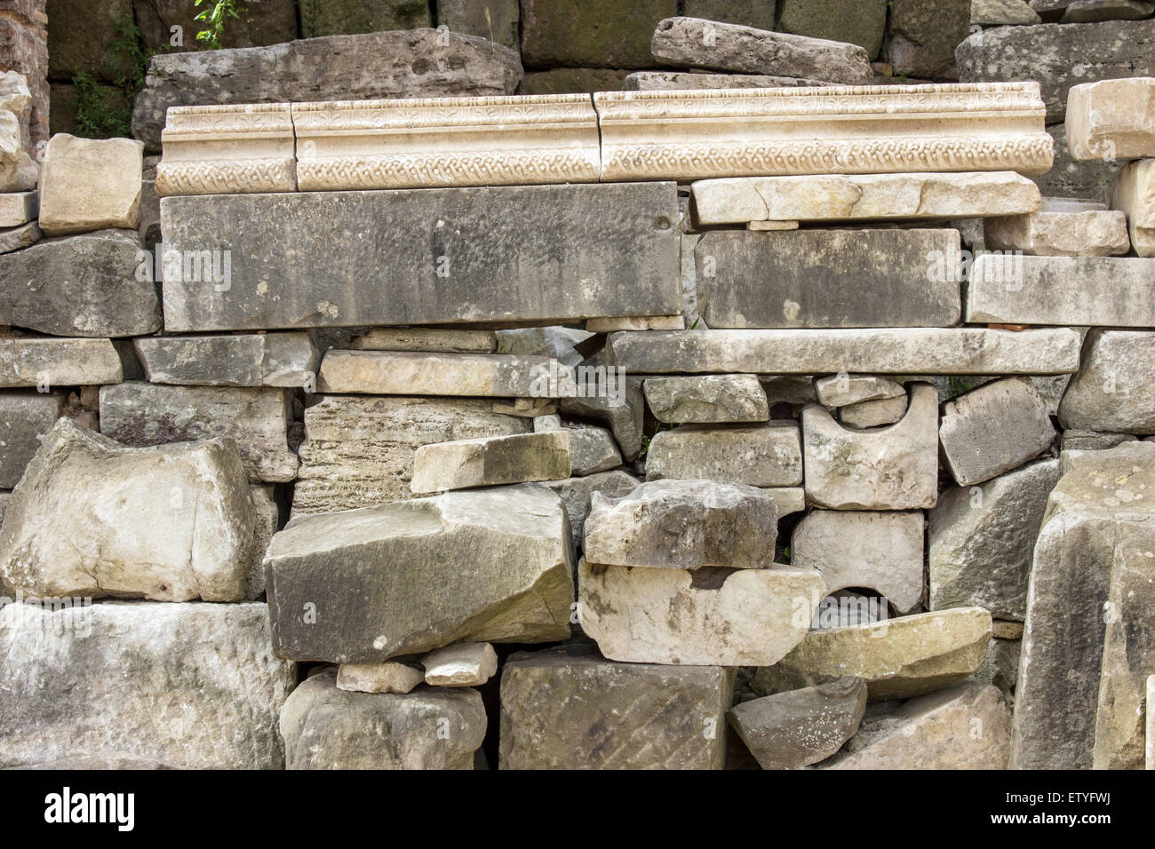 stacked remains of ancient buildings in the Roman Forum Stock Photo - Alamy