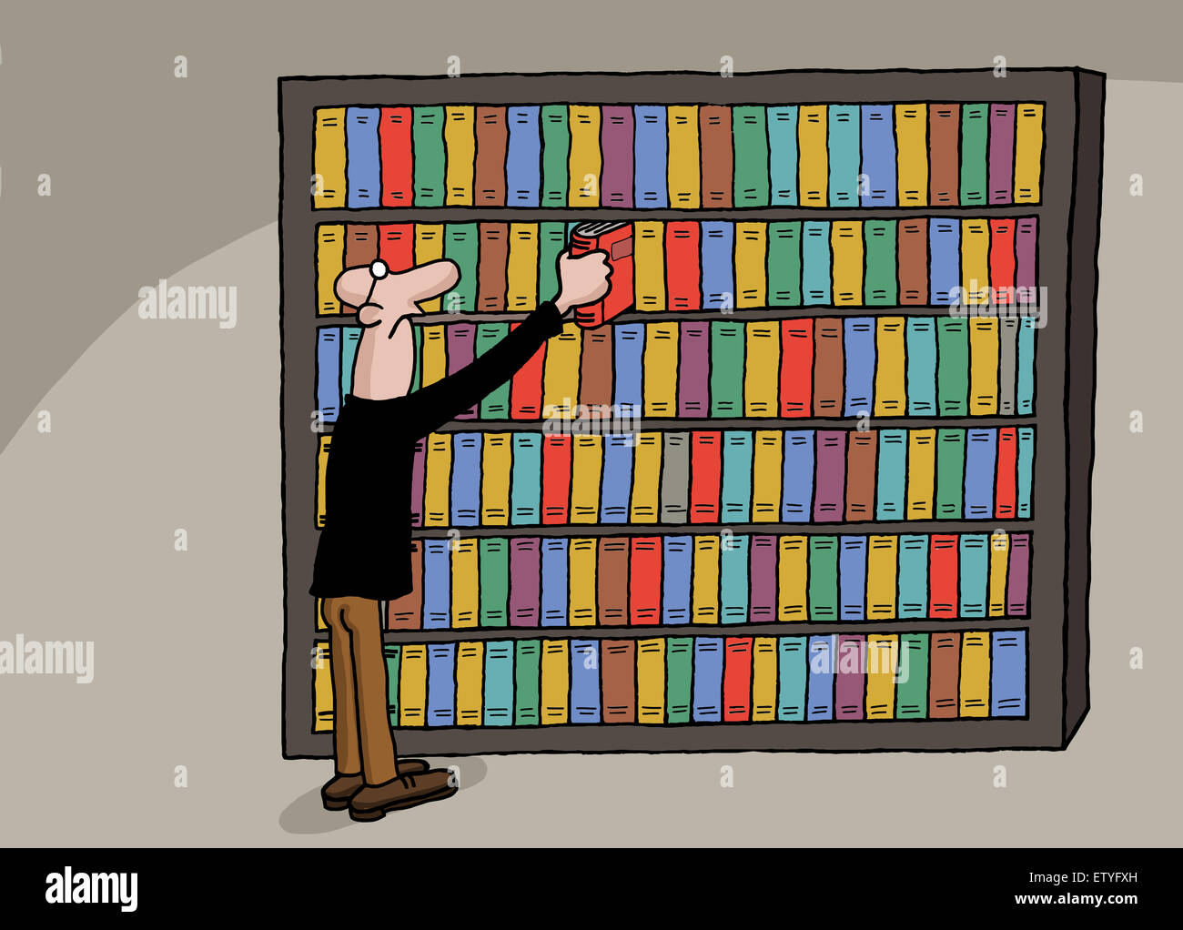 Cartoon of book library Stock Photo - Alamy