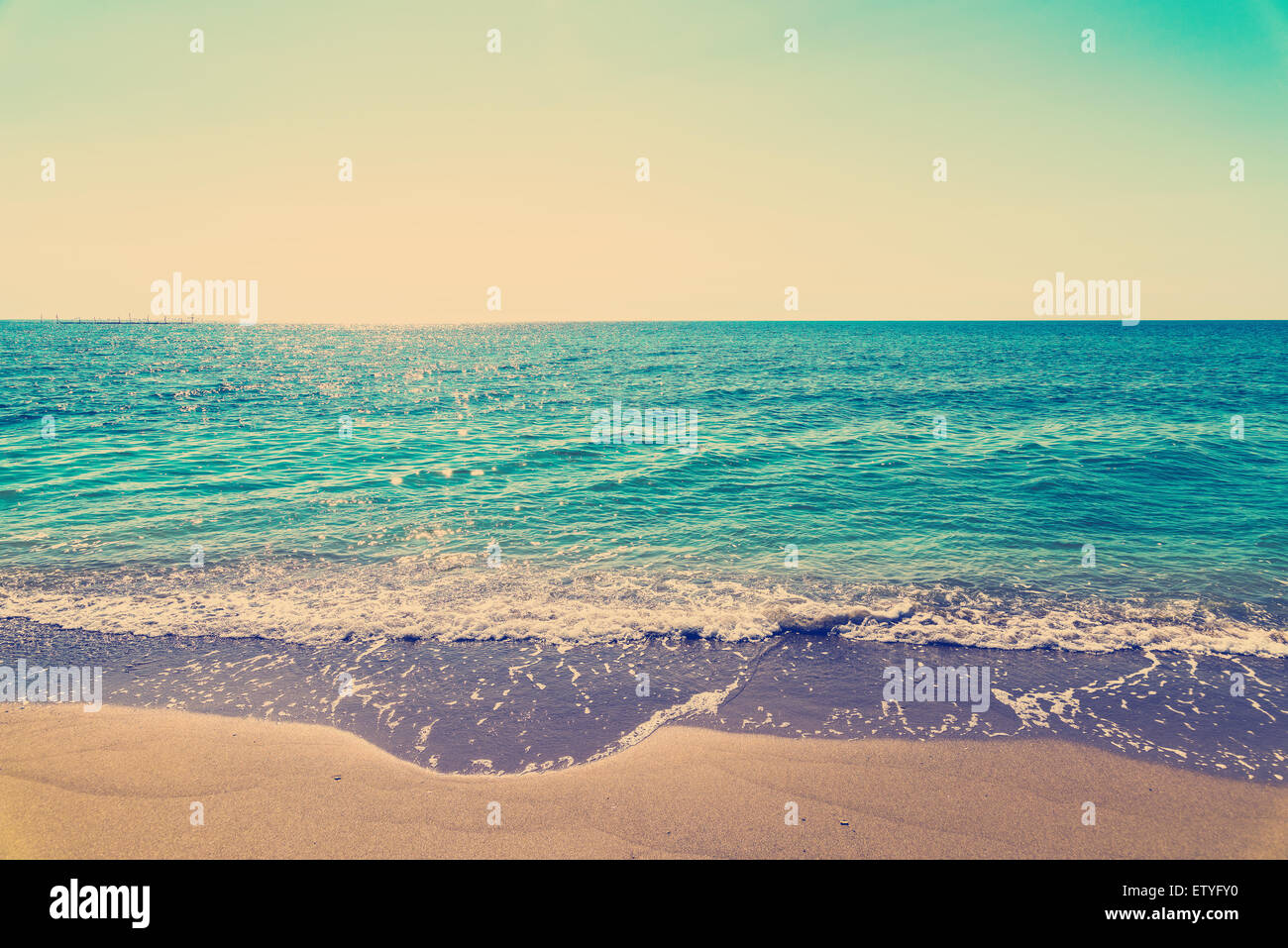 Retro Filter Of Sea And Tropical Beach In Summer Landscape Stock Photo ...