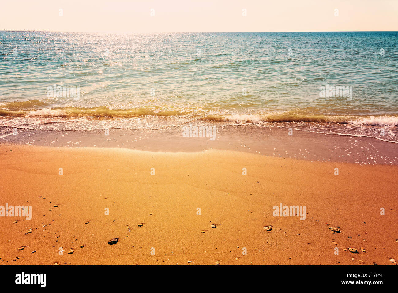 Retro Filter Of Sea And Tropical Beach In Summer Landscape Stock Photo ...
