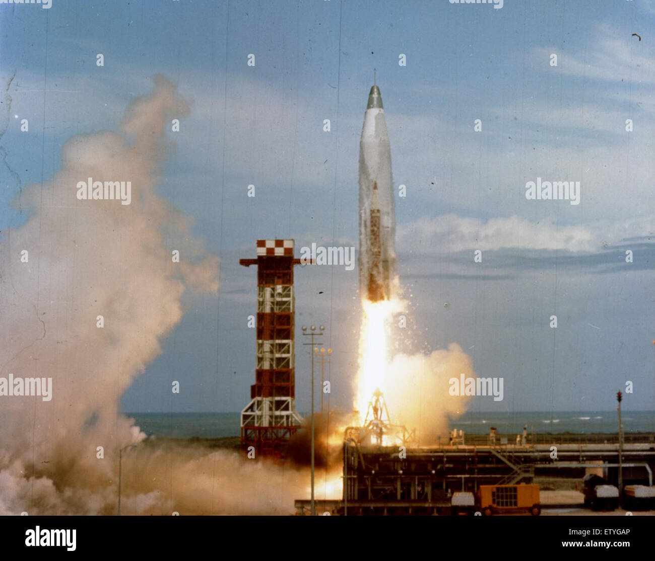 The Atlas 4A rocket launch took place with a southwestern view ...