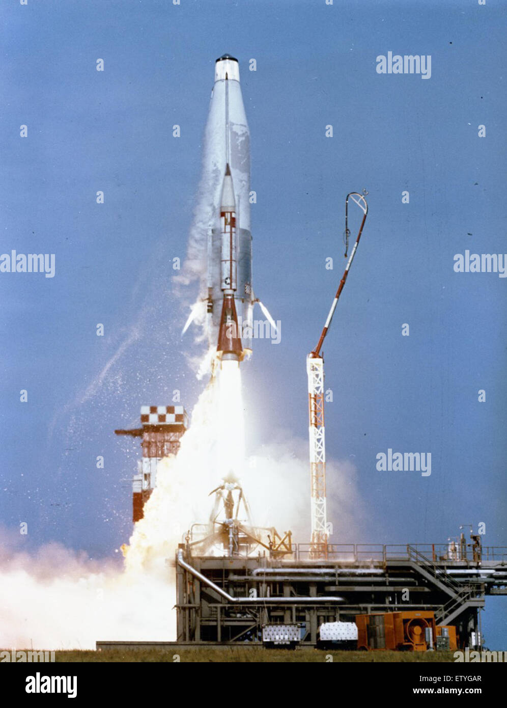 The Atlas 4B rocket, used for various space missions, is depicted in ...