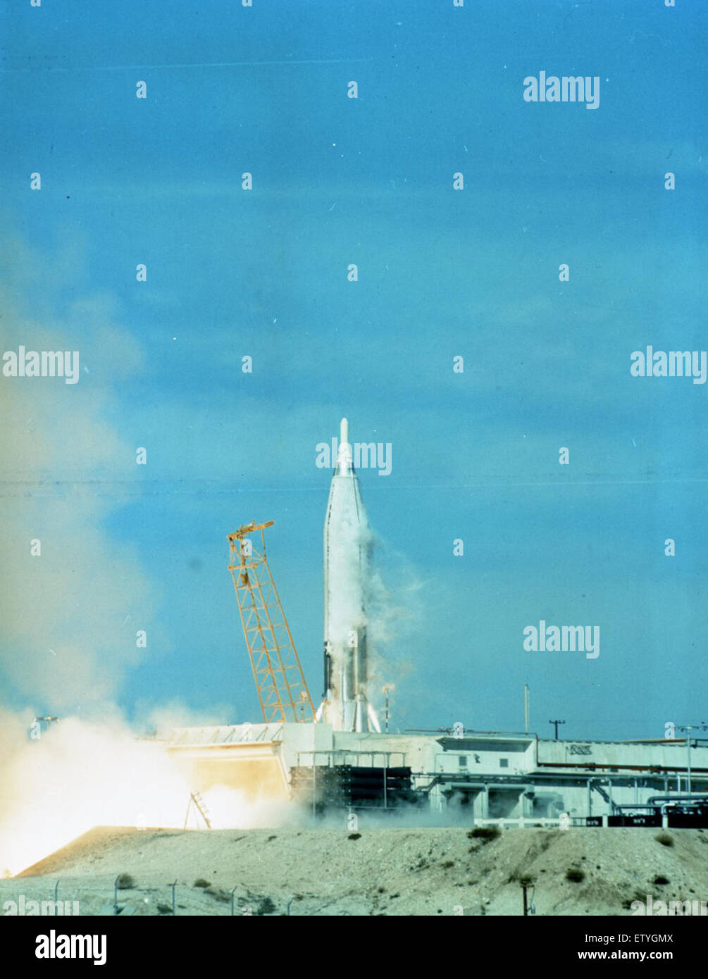 This image depicts the ignition sequence of the Atlas missile ...