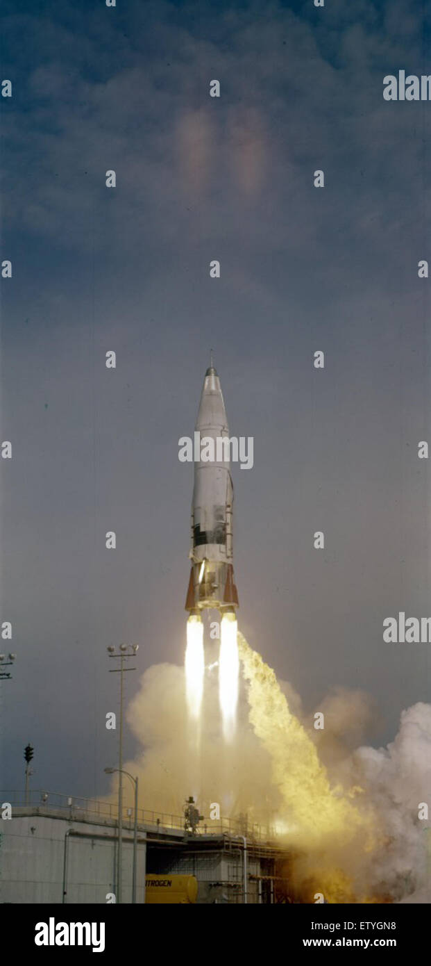 A detailed depiction of the Atlas 10A missile launch, showcasing the ...