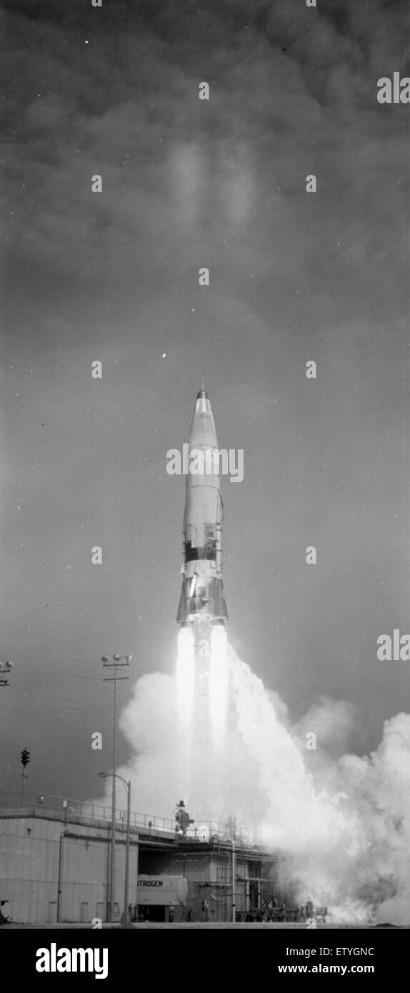 The Atlas 10A missile launch from AFMTC Pad 12, marking a significant ...
