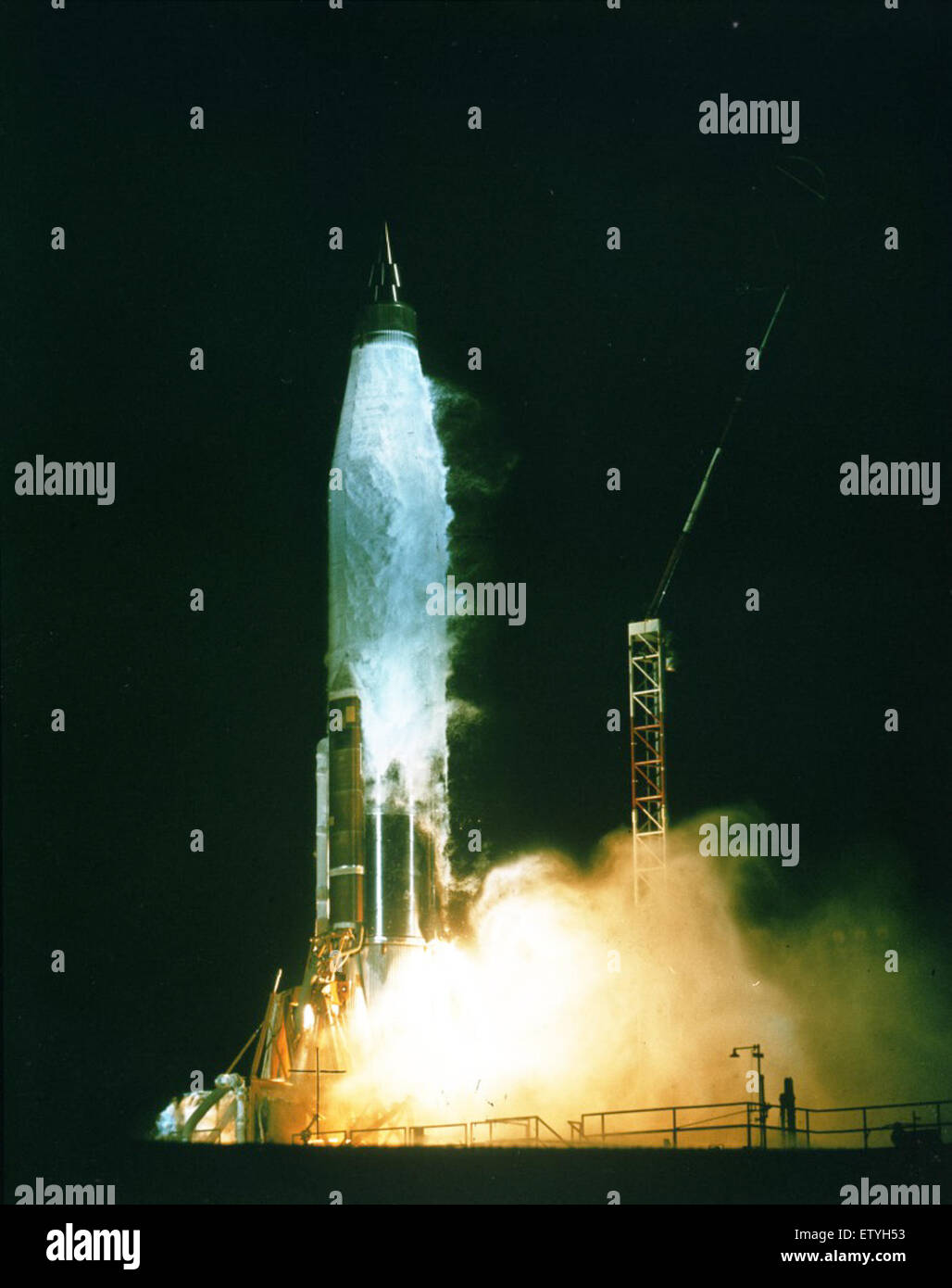 The Atlas 10B is depicted in orbit during its flight test 1729. This ...