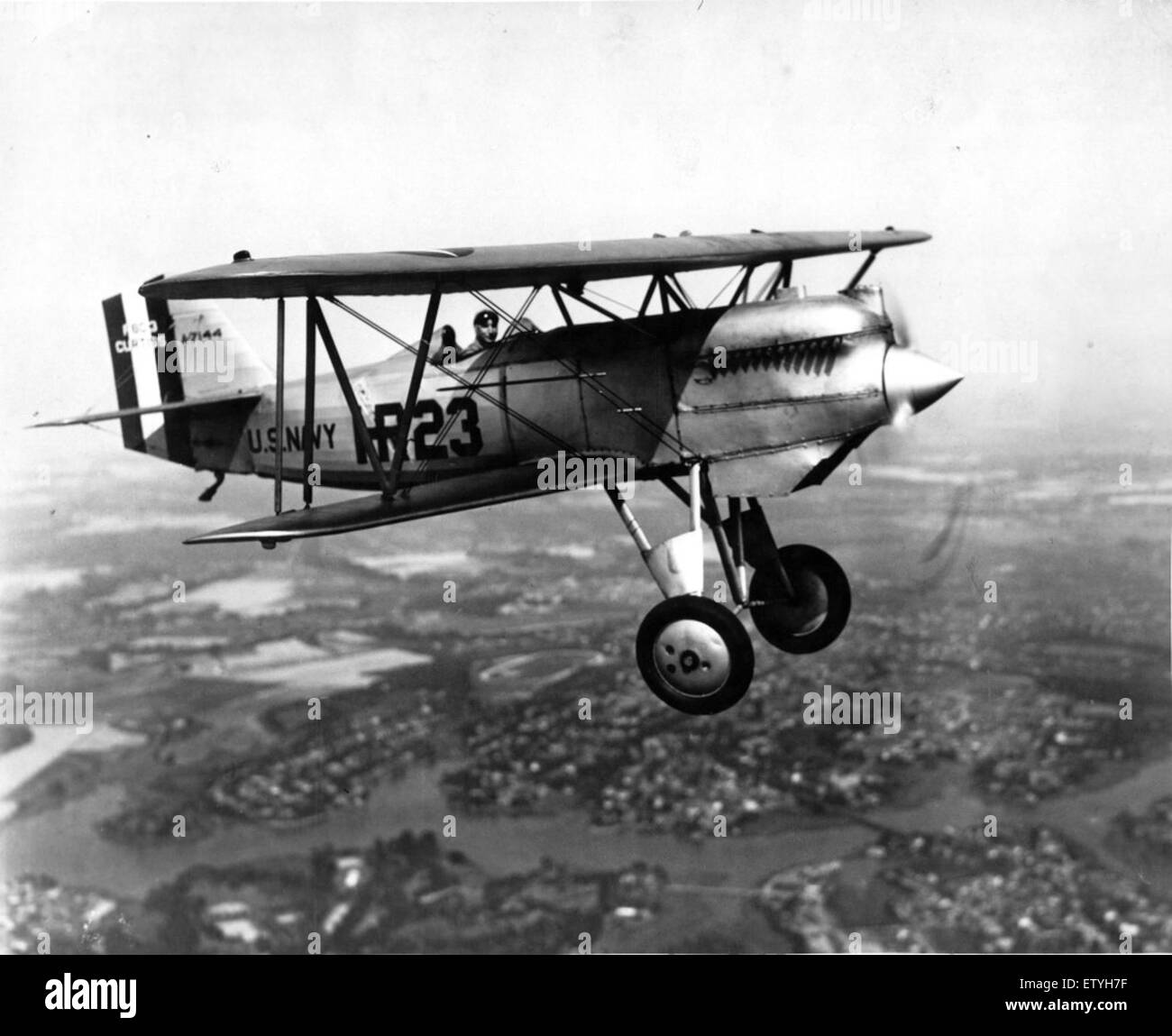 The Curtiss Hawk F6C-3, a biplane used by the U.S. Navy during the ...
