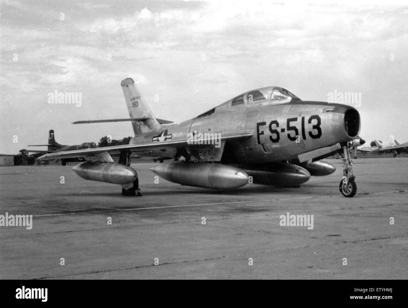 This photo shows the F-84F-20-RE Thunderstreak, a U.S. Air Force ...
