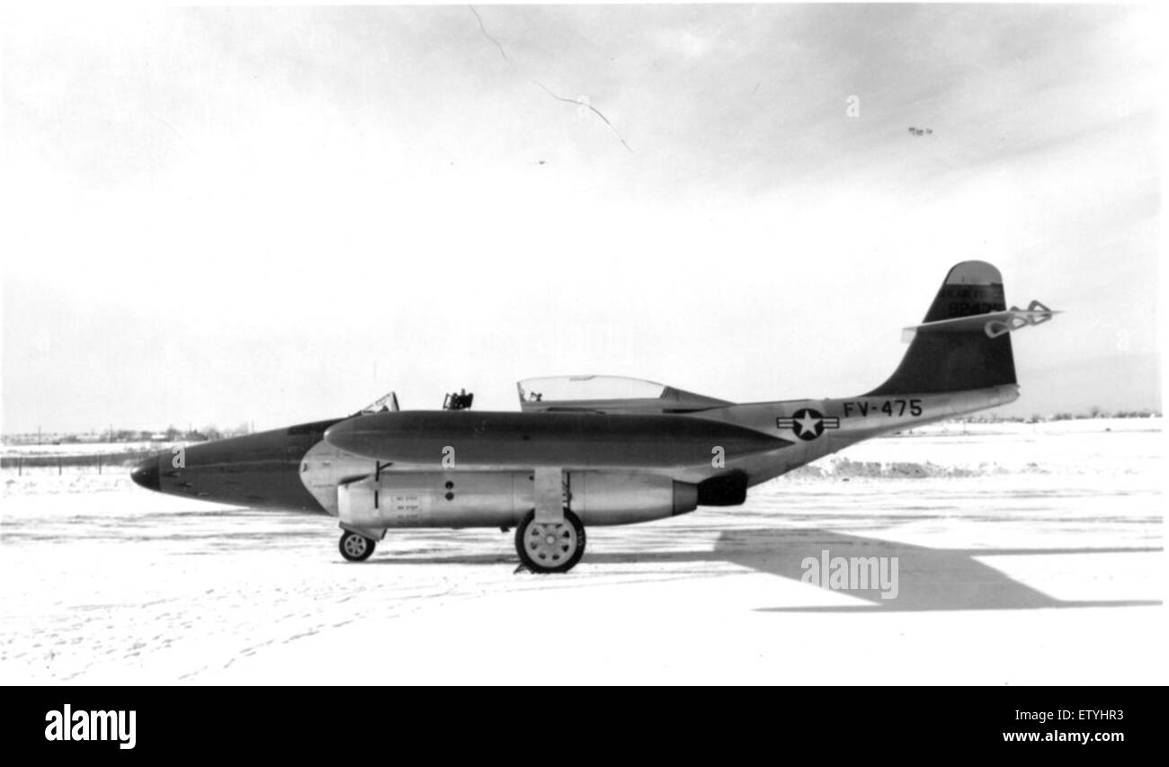 The F-89A Scorpion, a U.S. Air Force interceptor, is captured in this ...