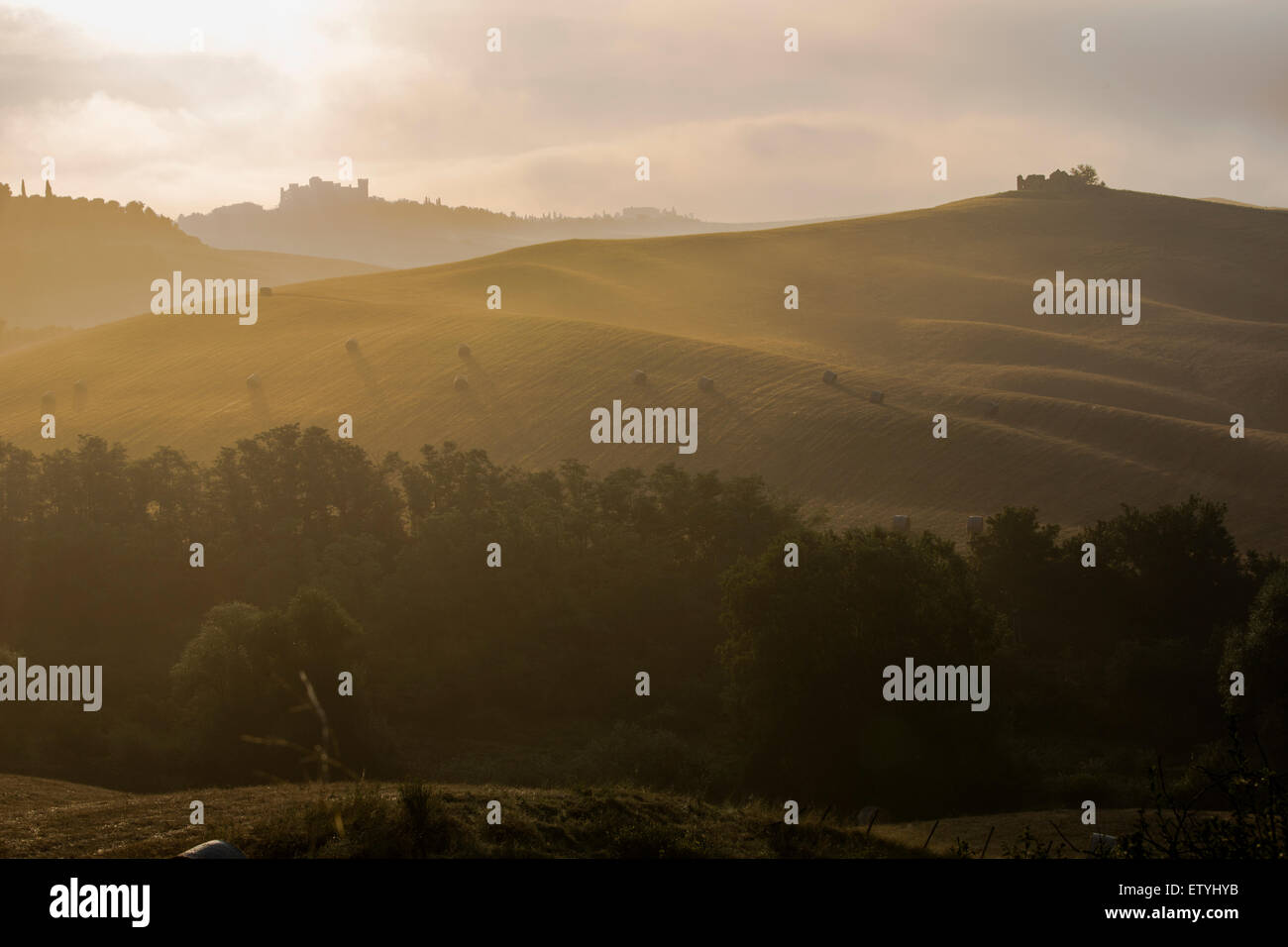 View over agricultural landscape in Val d'Chiana in Tuscany, Italy ...