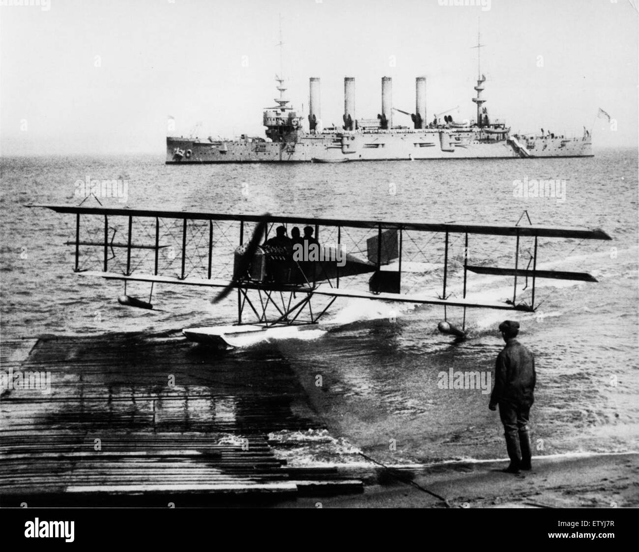 The Loughead Model G, a seaplane designed in 1913, is seen here over ...