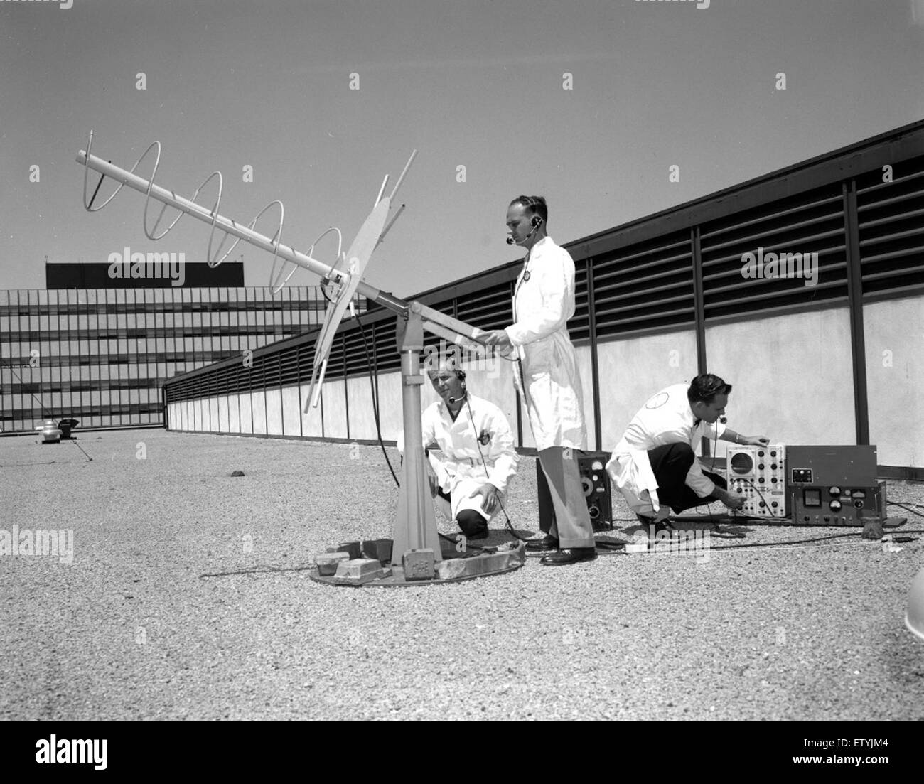 This image captures the top of Building 4 at a tracking station, a ...
