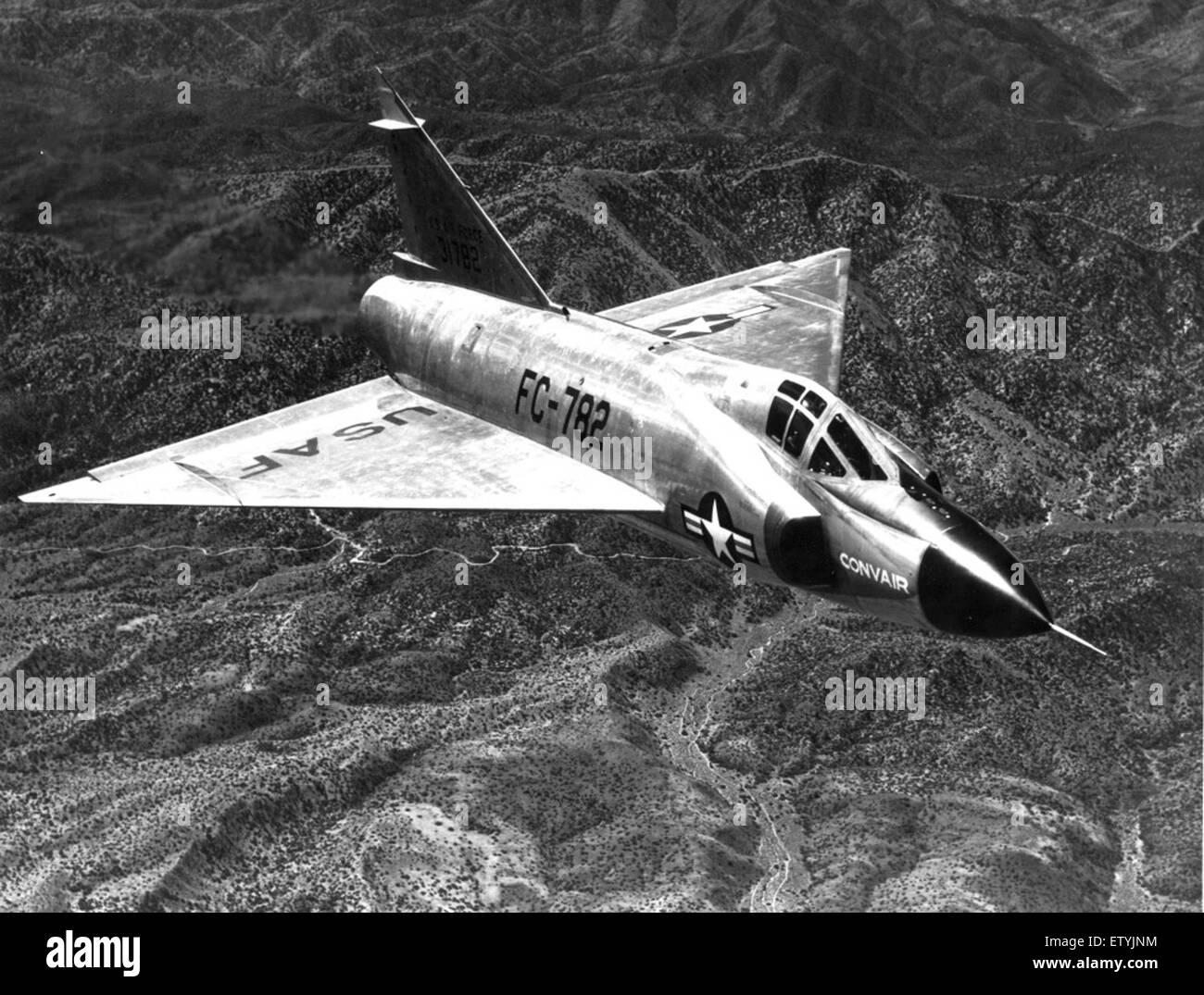 This image captures the YF-102 Convair, an experimental jet aircraft ...